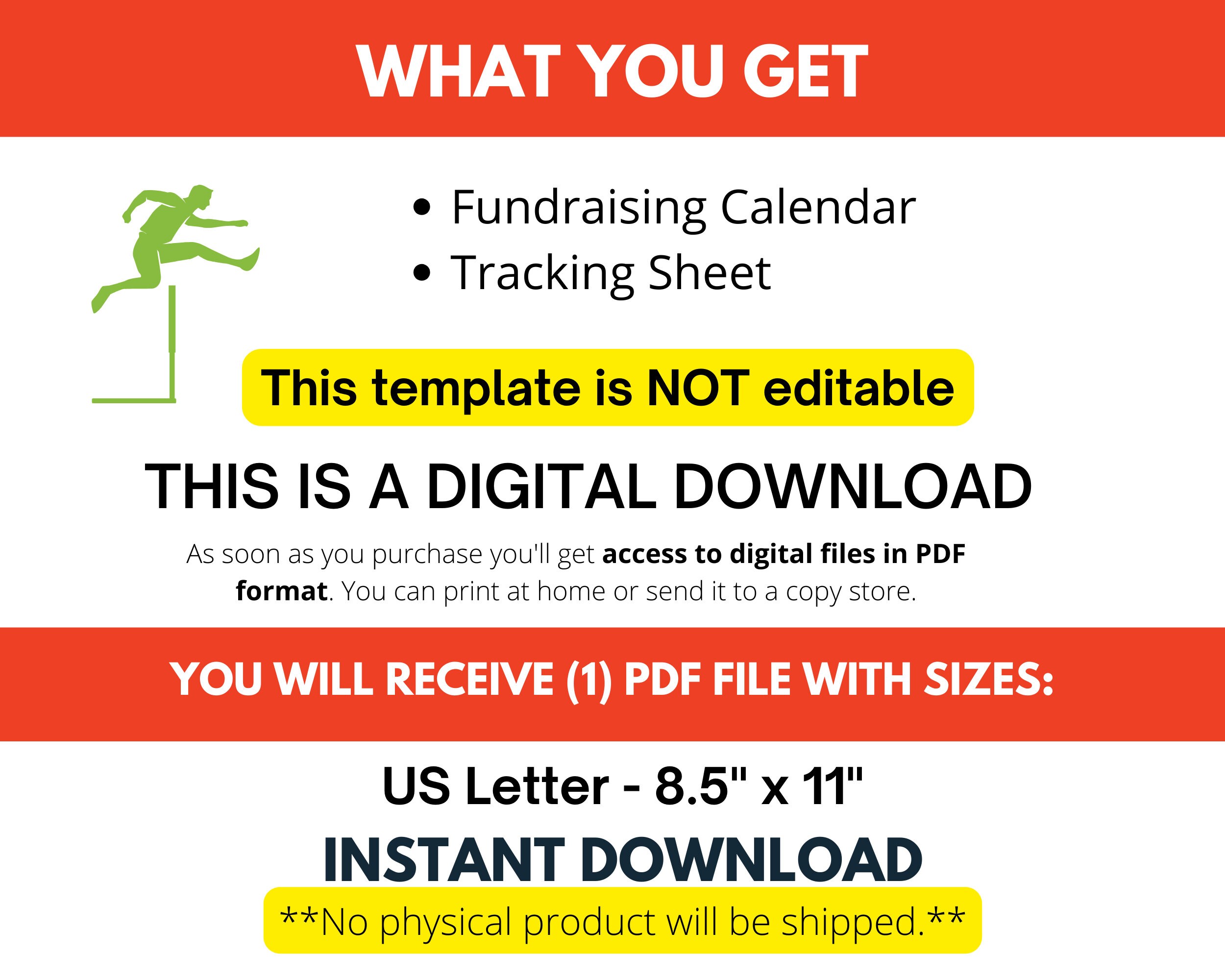 Track Fundraiser Calendar, Pick a Date to Donate Calendar, Cash ...