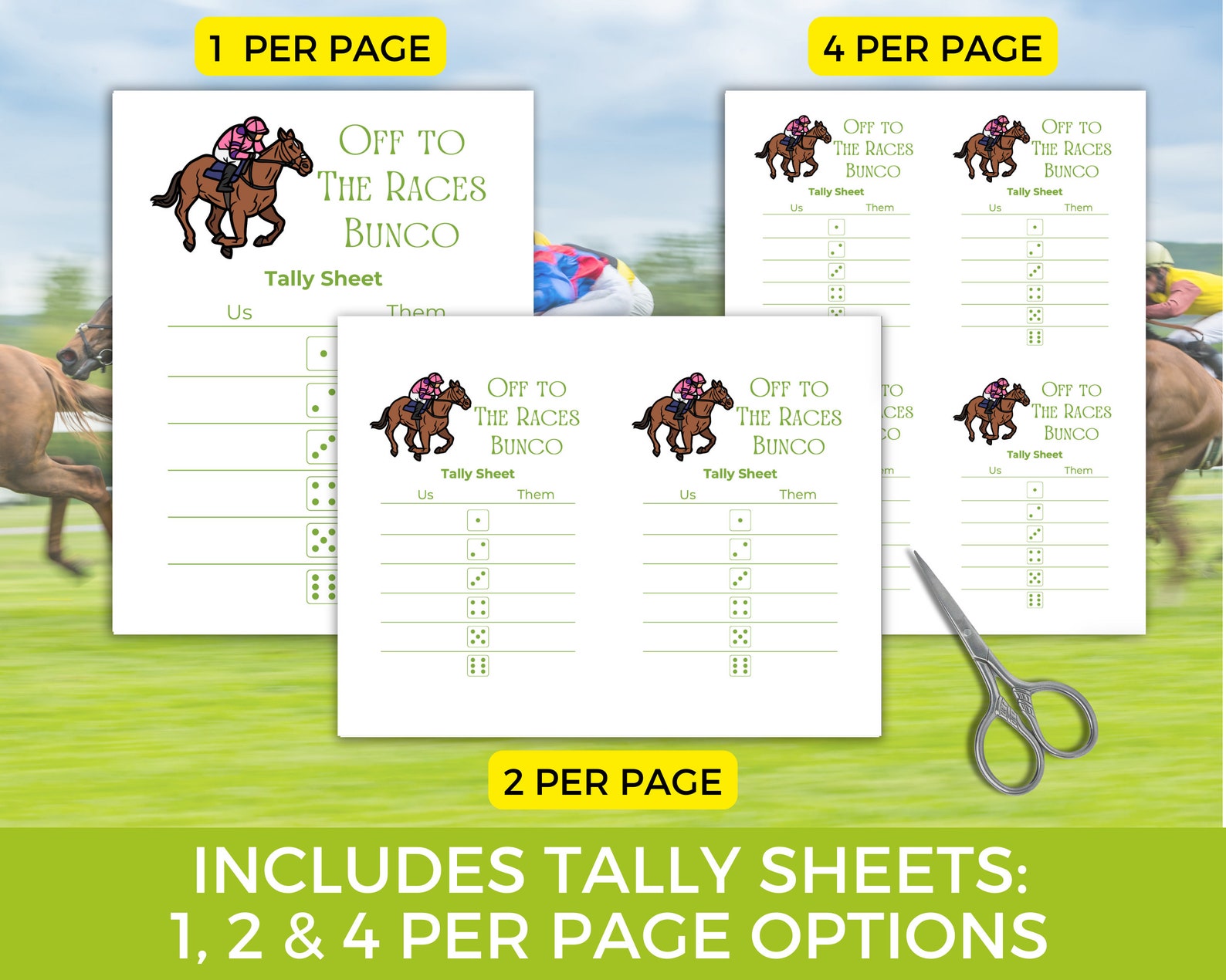 Derby Bunco Score Sheets, Horse Racing Bunco Sheets, Mint Julep Bunco ...