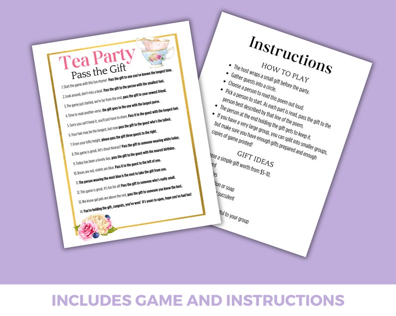Pass the Prize Tea Party Game, Pass the Parcel, Pass the Gift Game ...