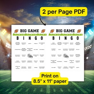 Football Bingo Cards, Football Party Game, Watch Party Game, Big Game ...