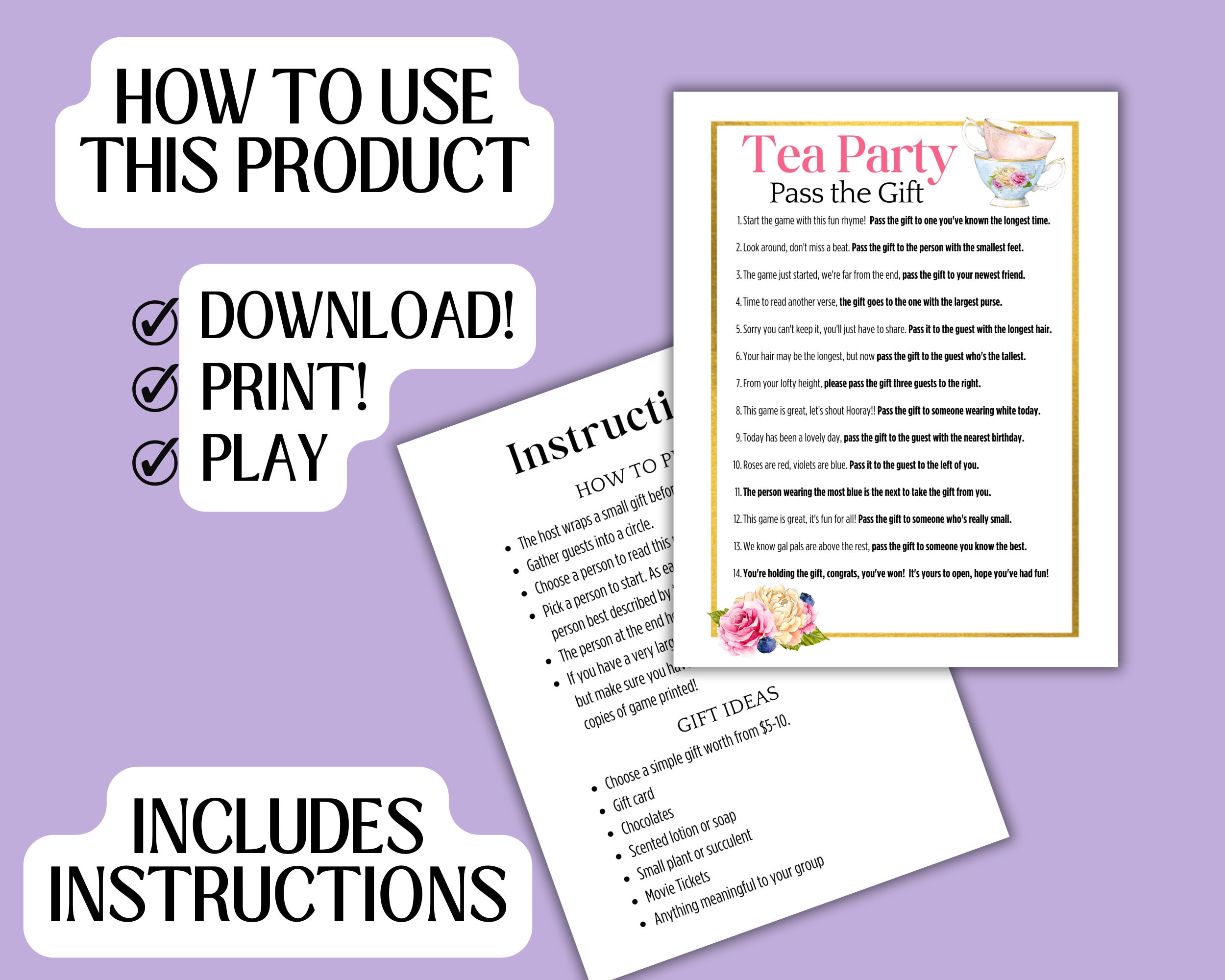 Pass the Prize Tea Party Game, Pass the Parcel, Pass the Gift Game ...