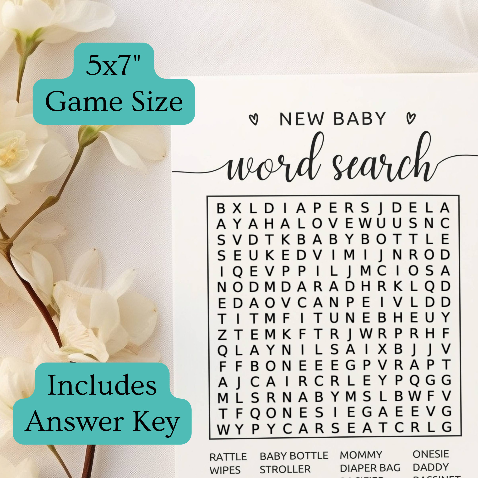 Baby Shower Game Printable, Minimalist Baby Shower, Find Word Game ...