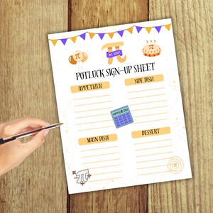 Pi Day Potluck Sign up Sheet, Pi Day Printable Potluck Sign up Form, Pi ...