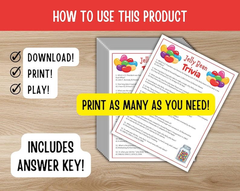 Jelly Bean Trivia Game, Easter Party Game, Printable Spring Game ...