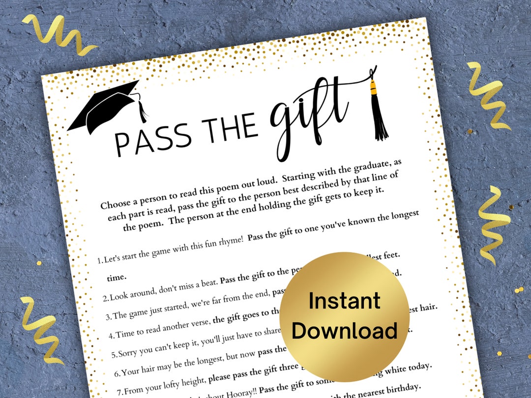 Graduation Party Games, Pass the Gift Game, Graduation Games Printable ...
