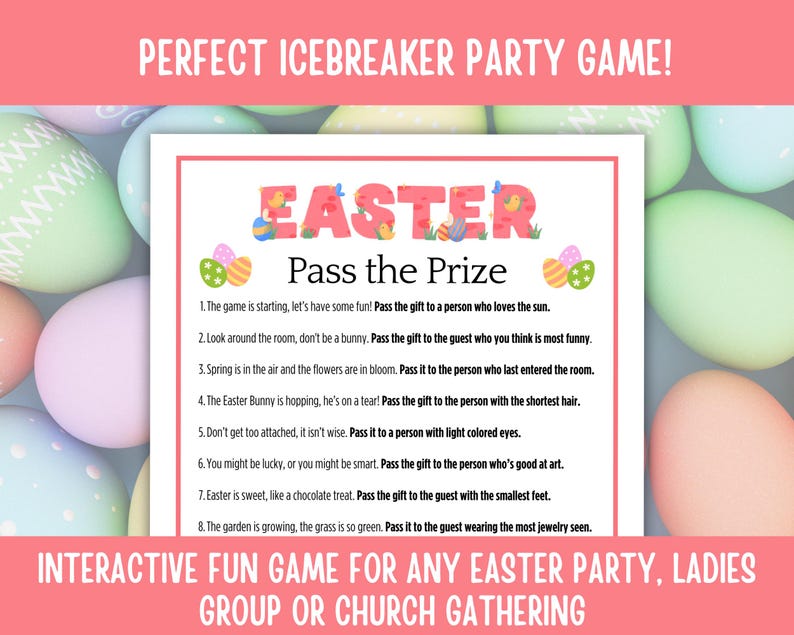 Easter Pass the Prize Game, Easter Party Game, Spring Party Game ...