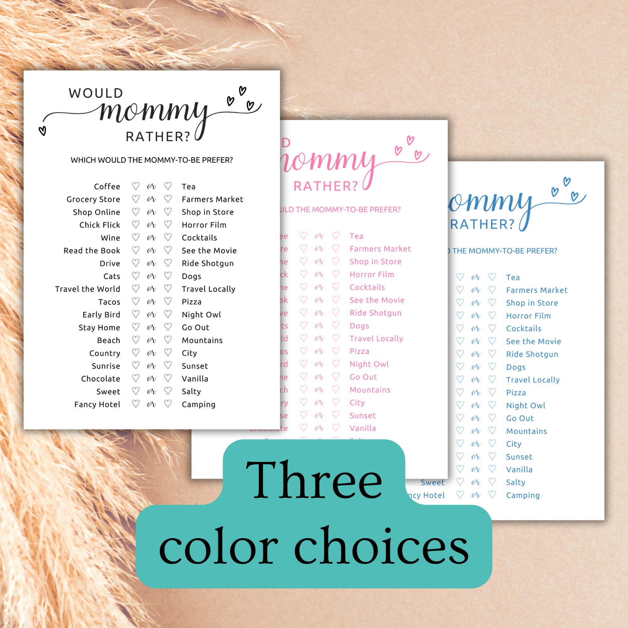 Would Mommy Rather Baby Shower Game, Would She Rather, Minimalist Baby ...