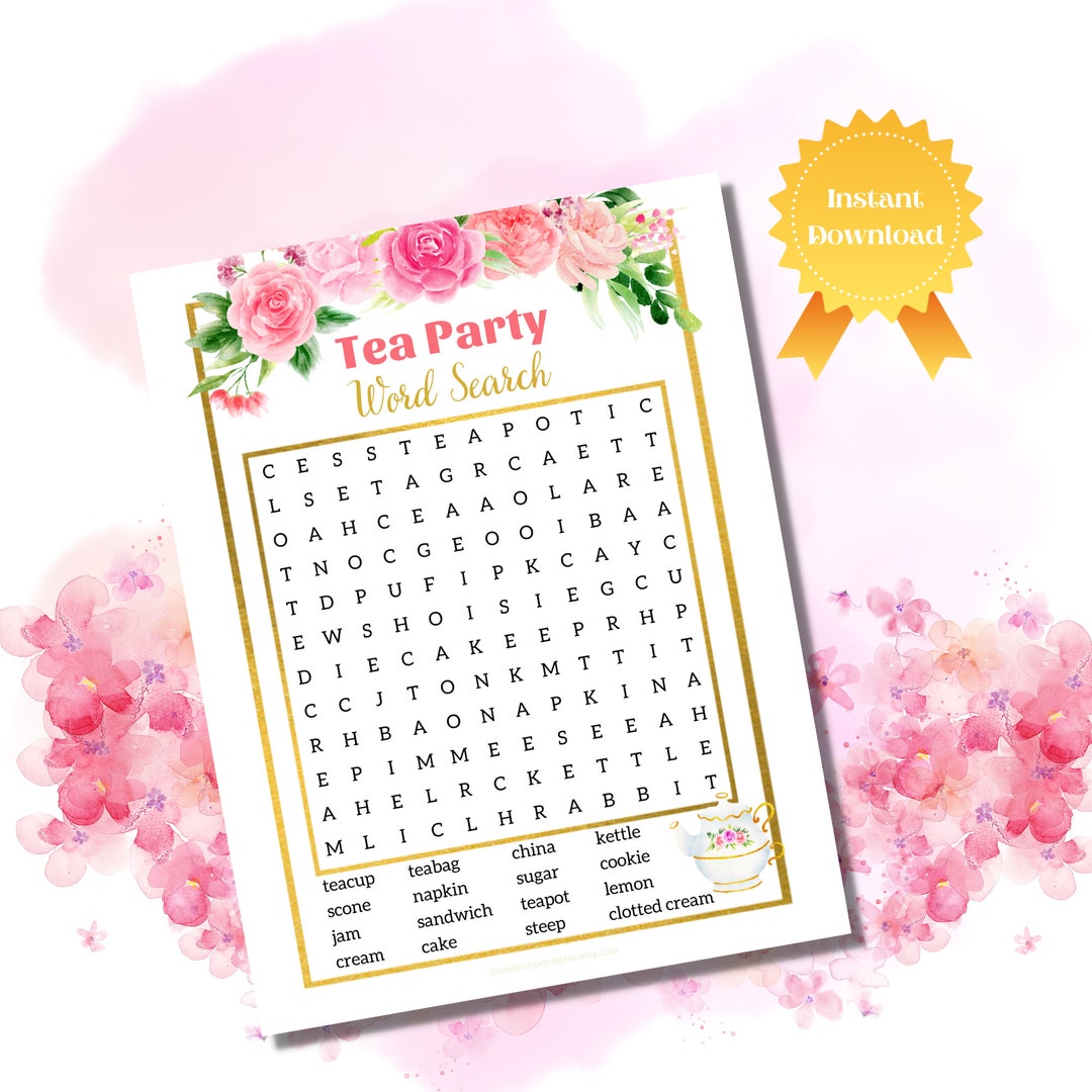 Printable Tea Party Games | Afternoon Tea Party | Tea Party Word Search ...
