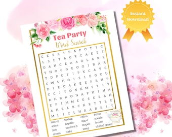 Tea Party Word Search - Etsy