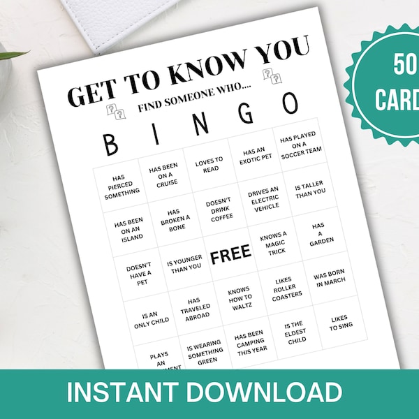 Get to Know You Bingo - Etsy