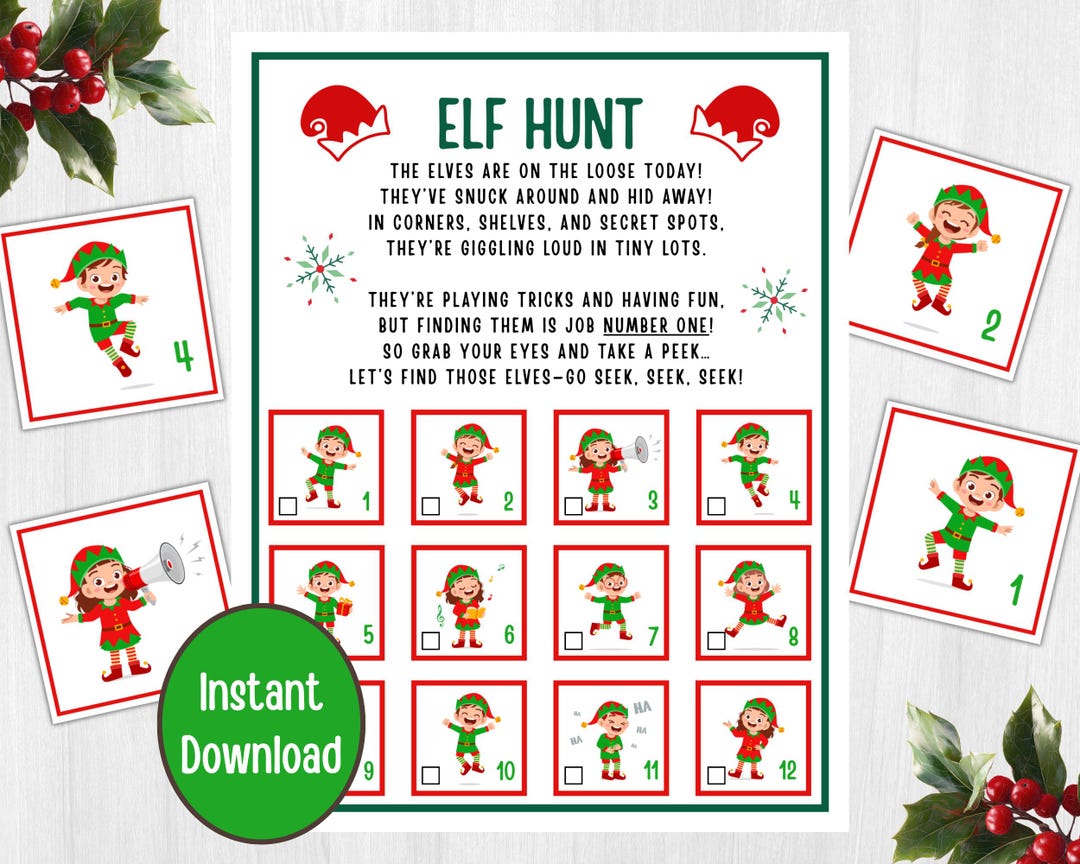 Christmas Scavenger Hunt, Elf Hunt Game, Christmas Games for Kids ...