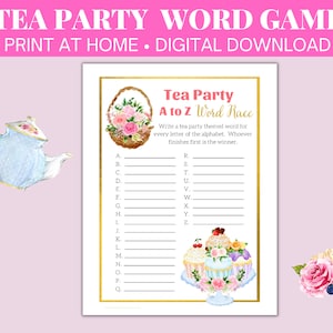 Tea Party Activities | Tea Party Word Game | Afternoon Tea Party | Tea ...