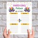 Mardi Gras Potluck Sign up Sheet, Potluck Sign up Sheet, Potluck Sign ...