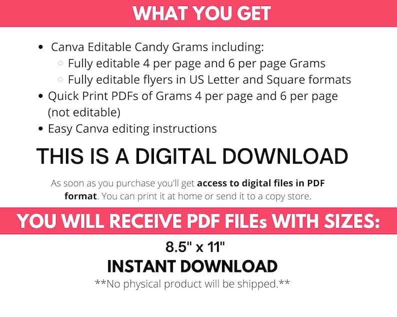 Editable Valentine's Day Candy Gram Form, Valentine School Fundraiser ...