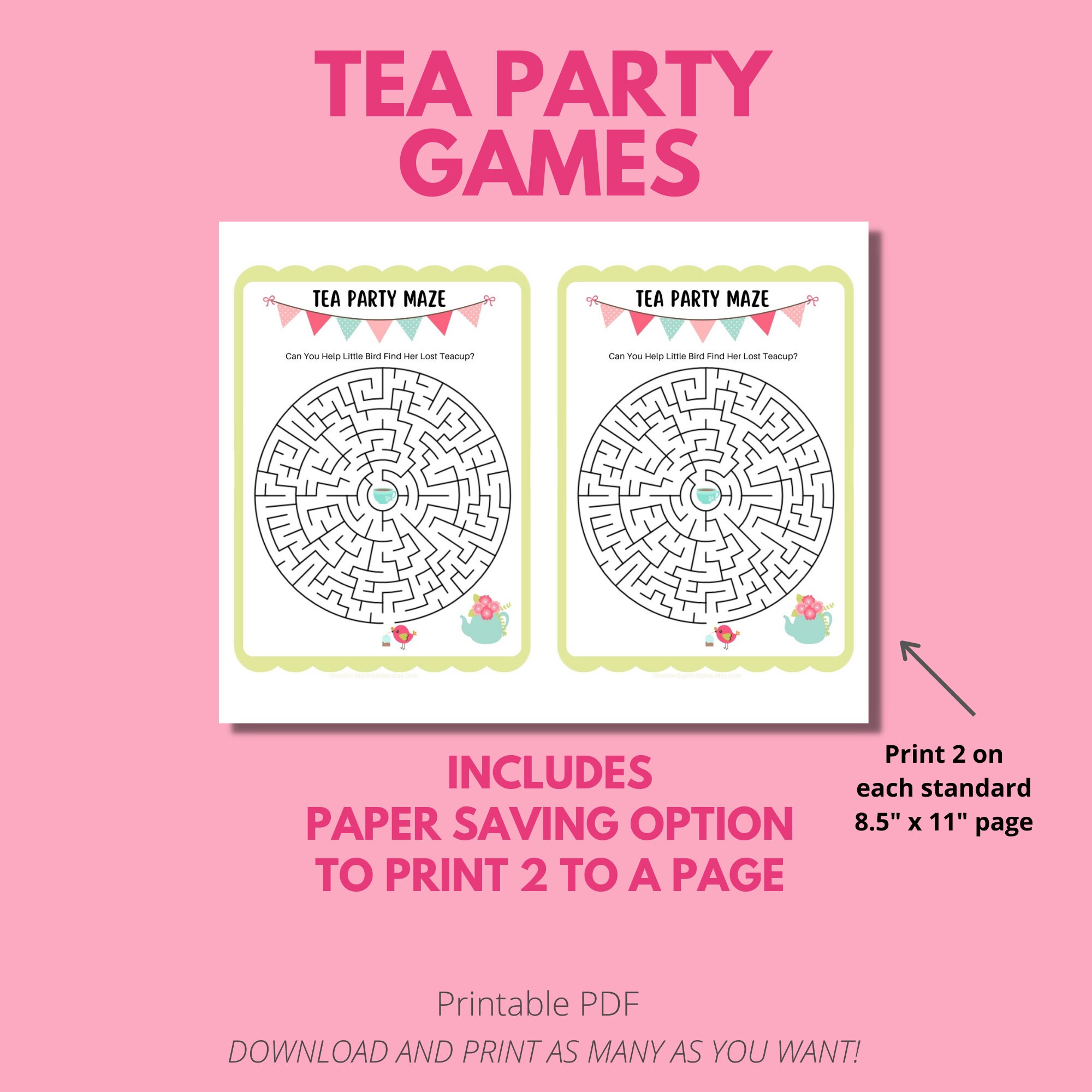 Tea Party Maze Game, Tea Party Games for Kids, INSTANT Download, Tea ...