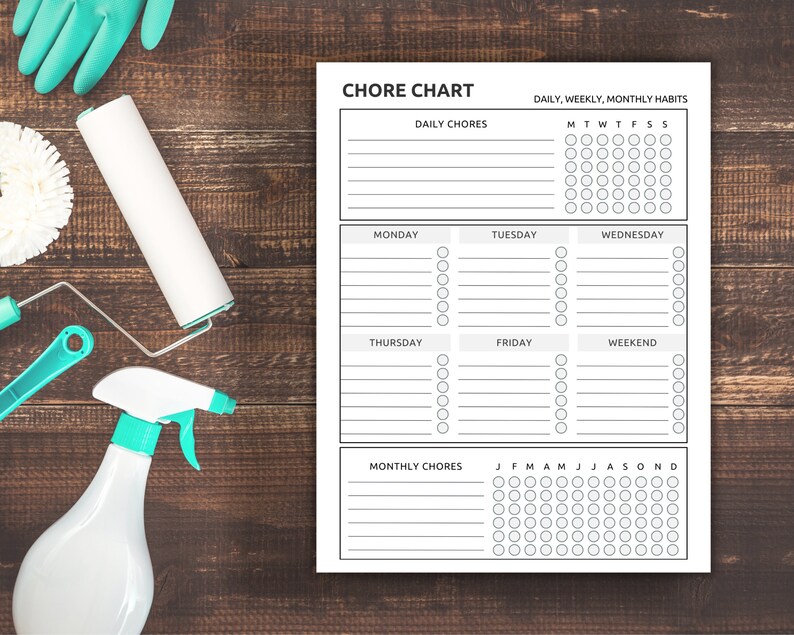 Adult Chore Chart, Chore Checklist Adult, Weekly Chore Chart for Adults ...