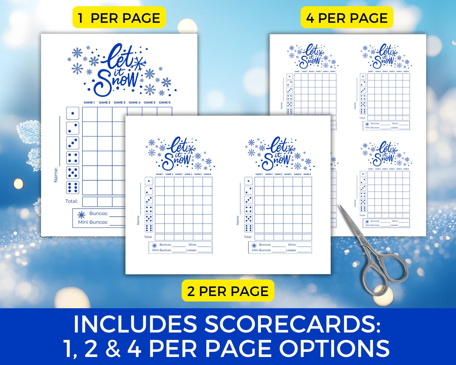 Let It Snow Bunco Set, Fun Winter Bunco Theme, December Bunco Tally ...