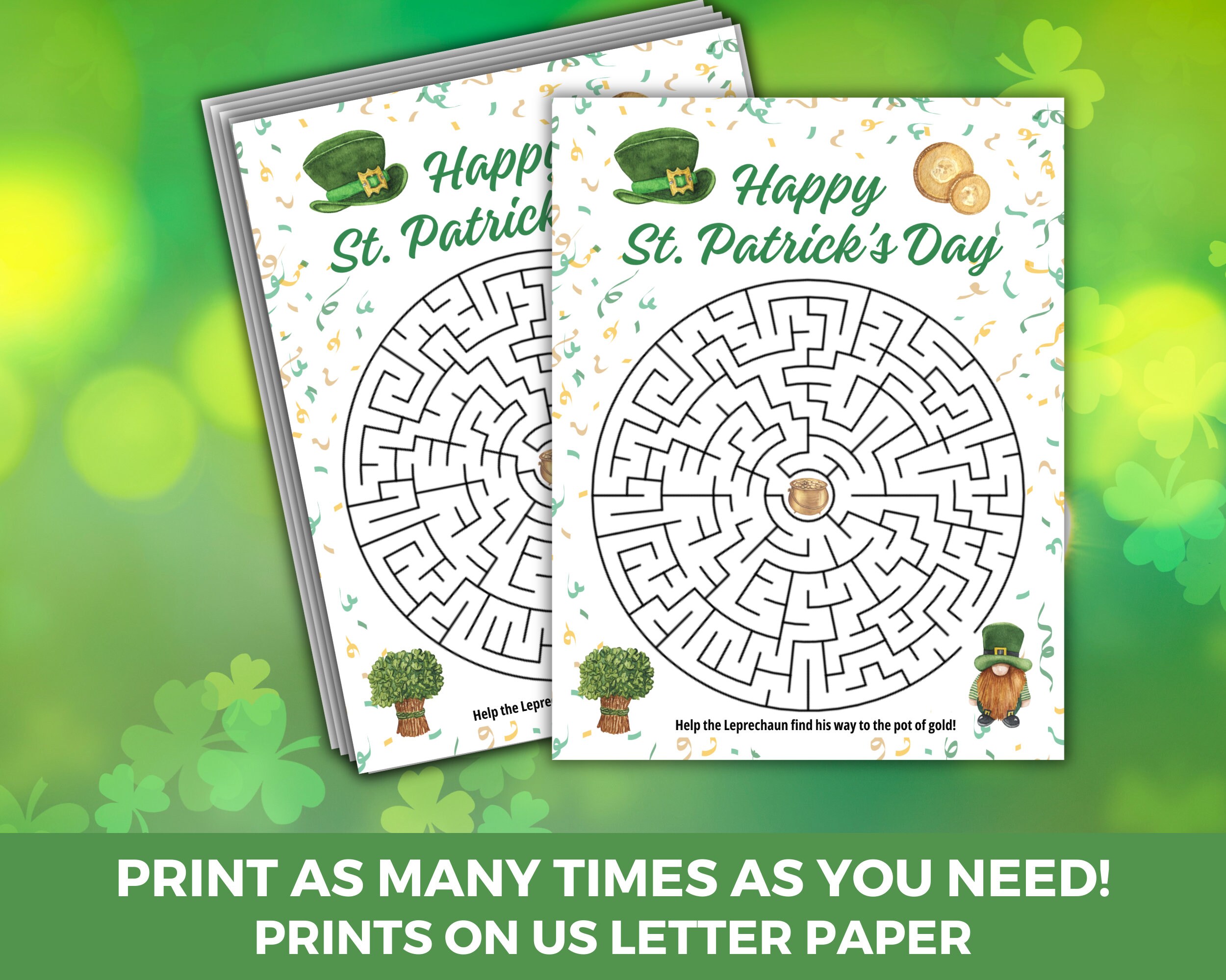 St Patrick's Day Maze, Saint Patricks Day Party Game, St Patricks Day ...