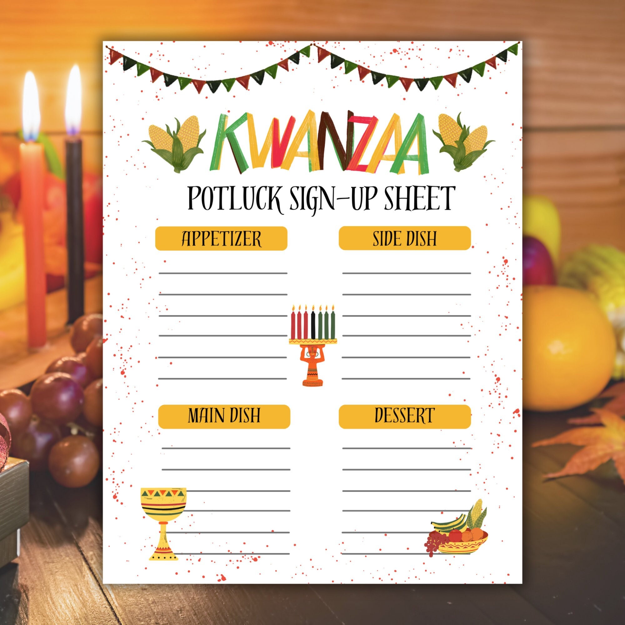 Kwanzaa Potluck Sign up Sheet, Potluck Sign up Sheet, Potluck Sign up ...