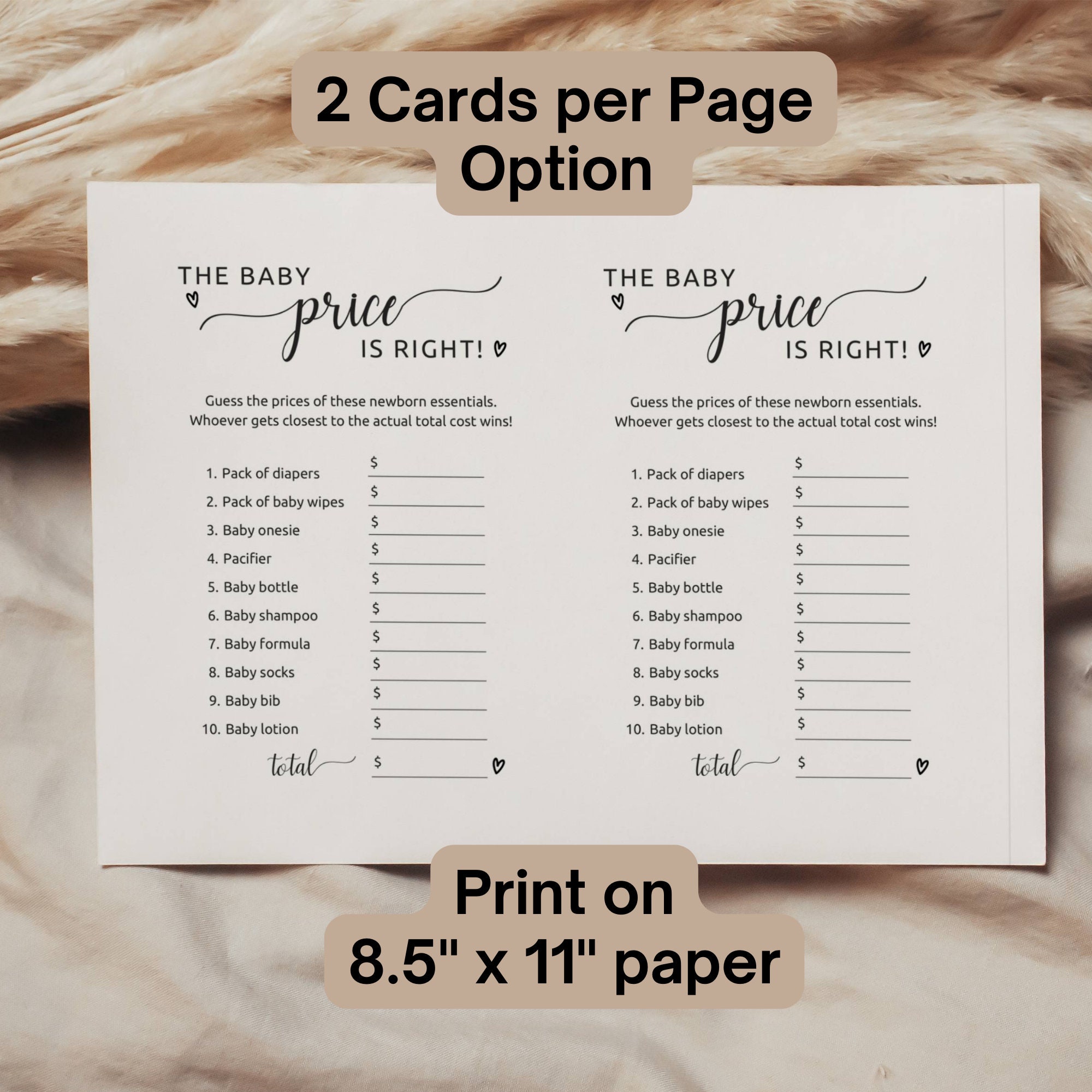 Price is Right Baby Shower Game, Baby Shower Games Printable, Baby ...