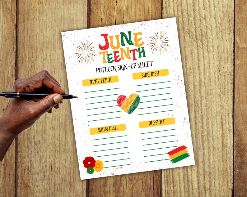 Juneteenth Potluck Sign up Sheet, Juneteenth Sign up Form, Juneteenth ...