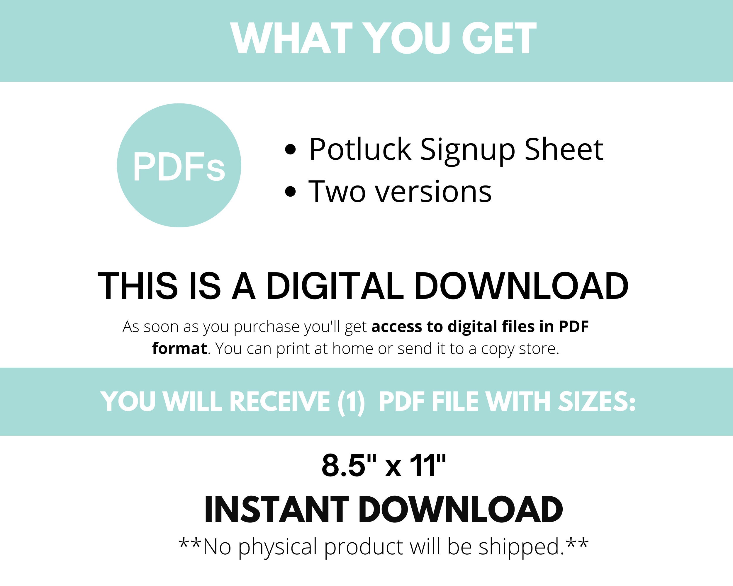 Easter Potluck Sign up Sheet, Potluck Sign up Form, Easter Party Menu ...