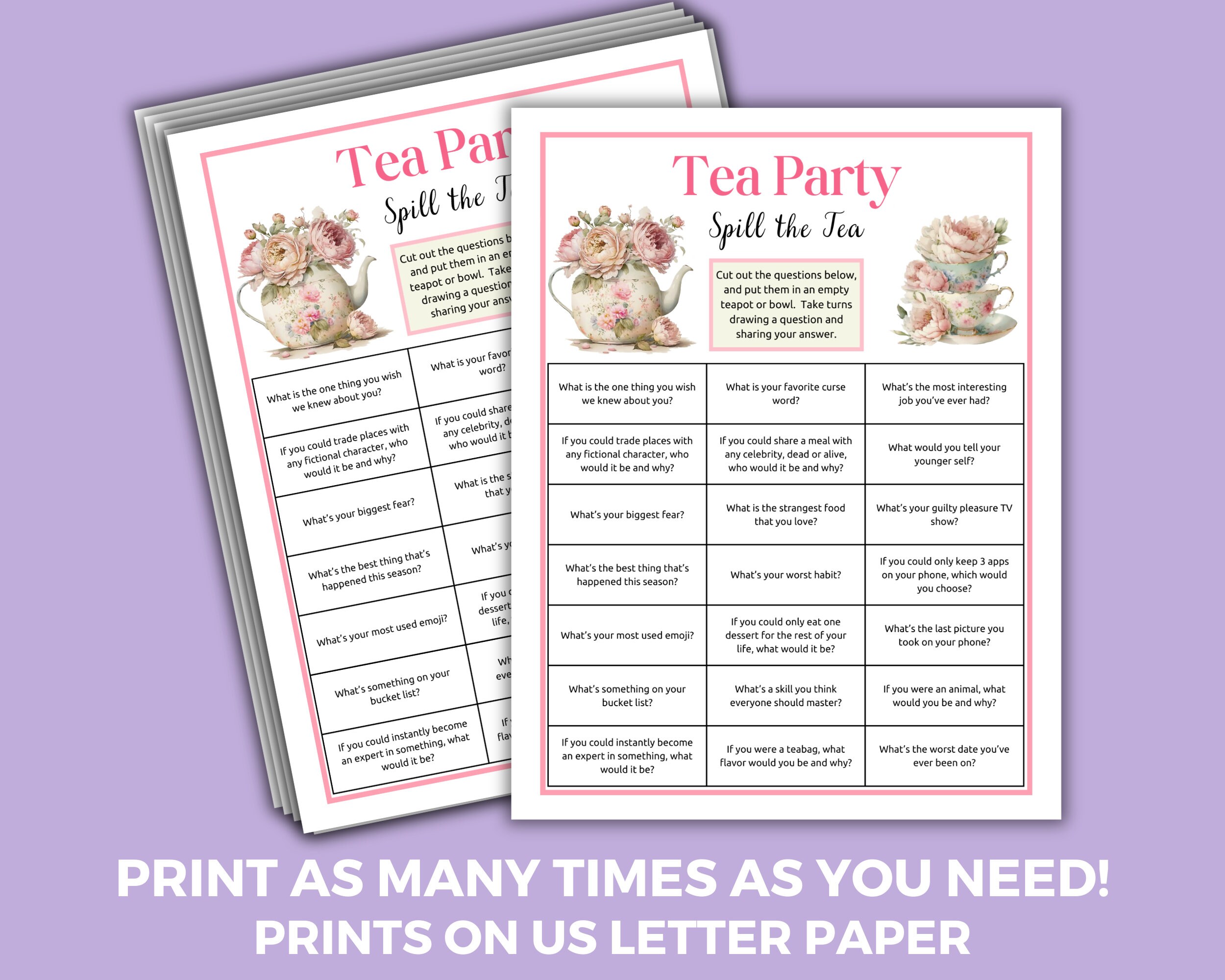 Spill the Tea Game, Tea Party Games, Tea Party Activities, Girls Tea ...