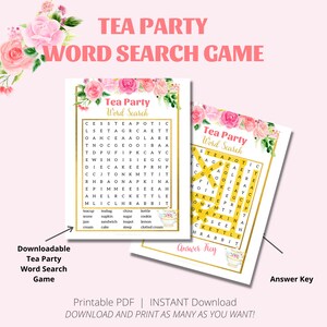 Printable Tea Party Games | Afternoon Tea Party | Tea Party Word Search ...