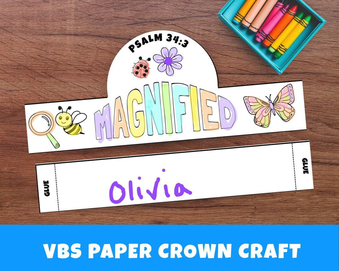 VBS Magnified Paper Crown Craft, Vacation Bible School Activity, Sunday ...
