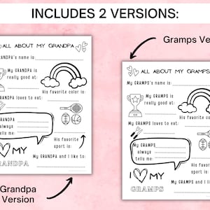 All About My Grandpa Printable, Kids Father's Day Printable, Printable ...