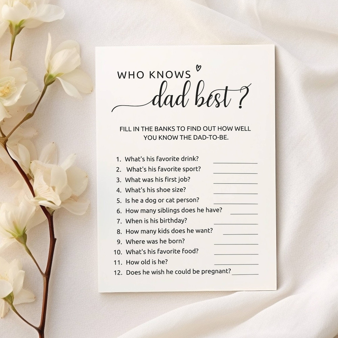 Who Knows Dad Best Baby Shower Game How Well Do You Know - Etsy