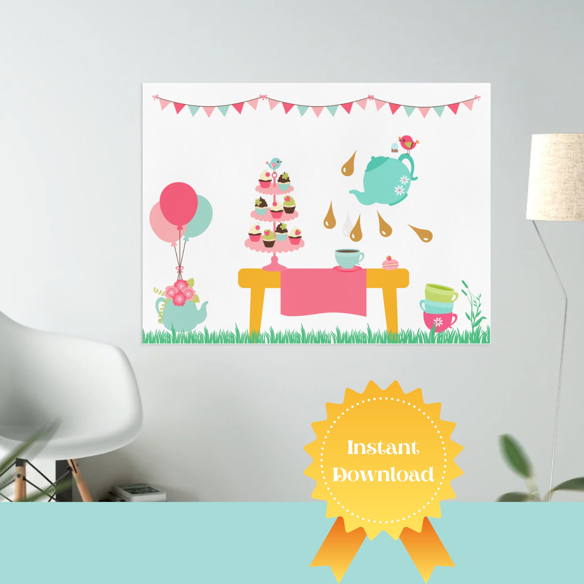 Pin the Tea on the Teapot Game Poster, Tea Party Games for Kids INSTANT ...