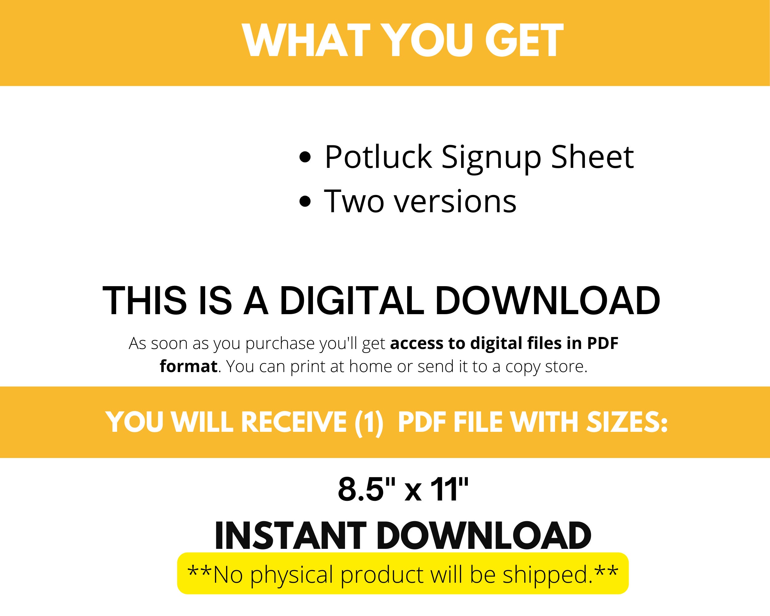 Summer Potluck Sign up Sheet, Summer Sign up Form, Potluck Sign up Form ...