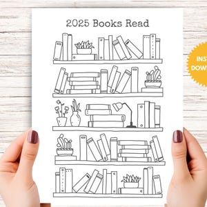2025 Bookshelf Reading Tracker Printable, Coloring Reading Tracker ...