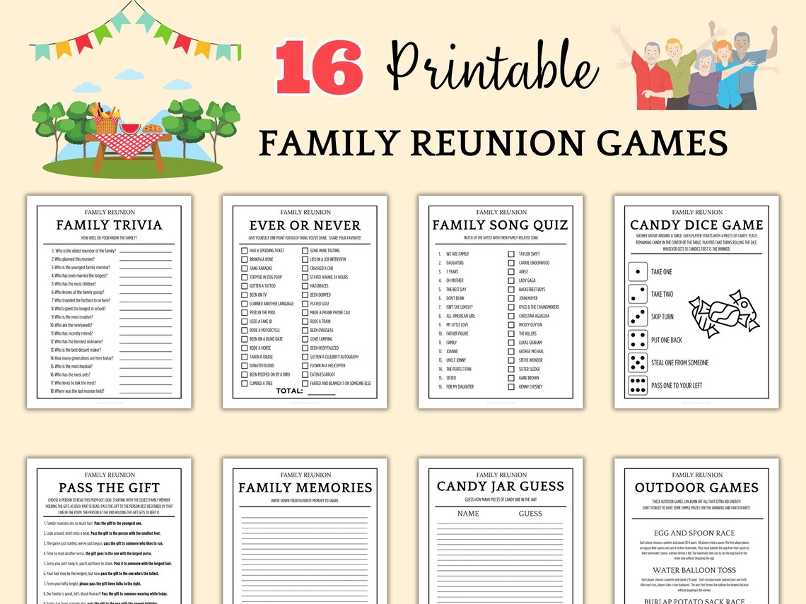 Family Reunion Games Bundle, Family Gathering Fun, Family Reunion ...