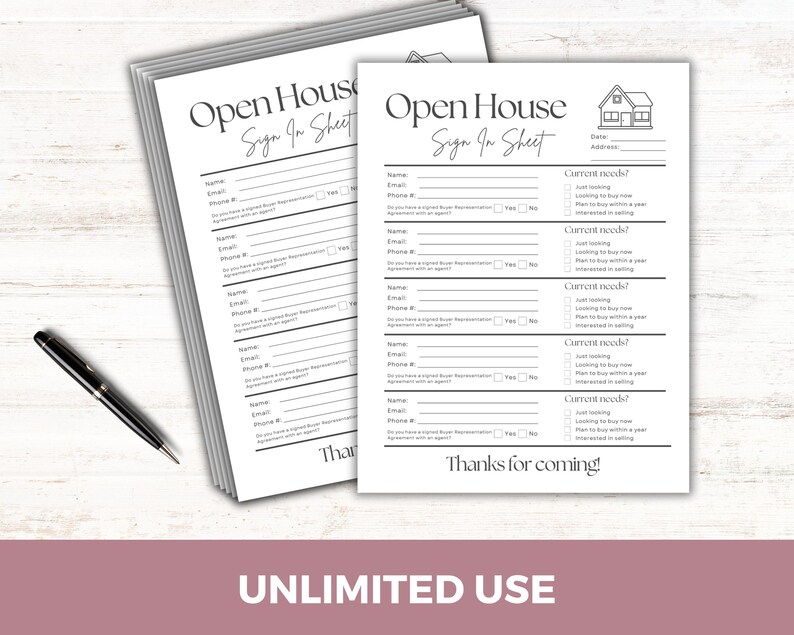 Open House Sign in Sheet, Editable Canva Template, Open House Form ...