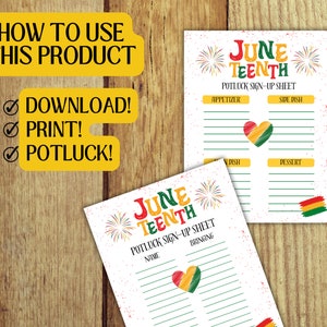 Juneteenth Potluck Sign up Sheet, Juneteenth Sign up Form, Juneteenth ...