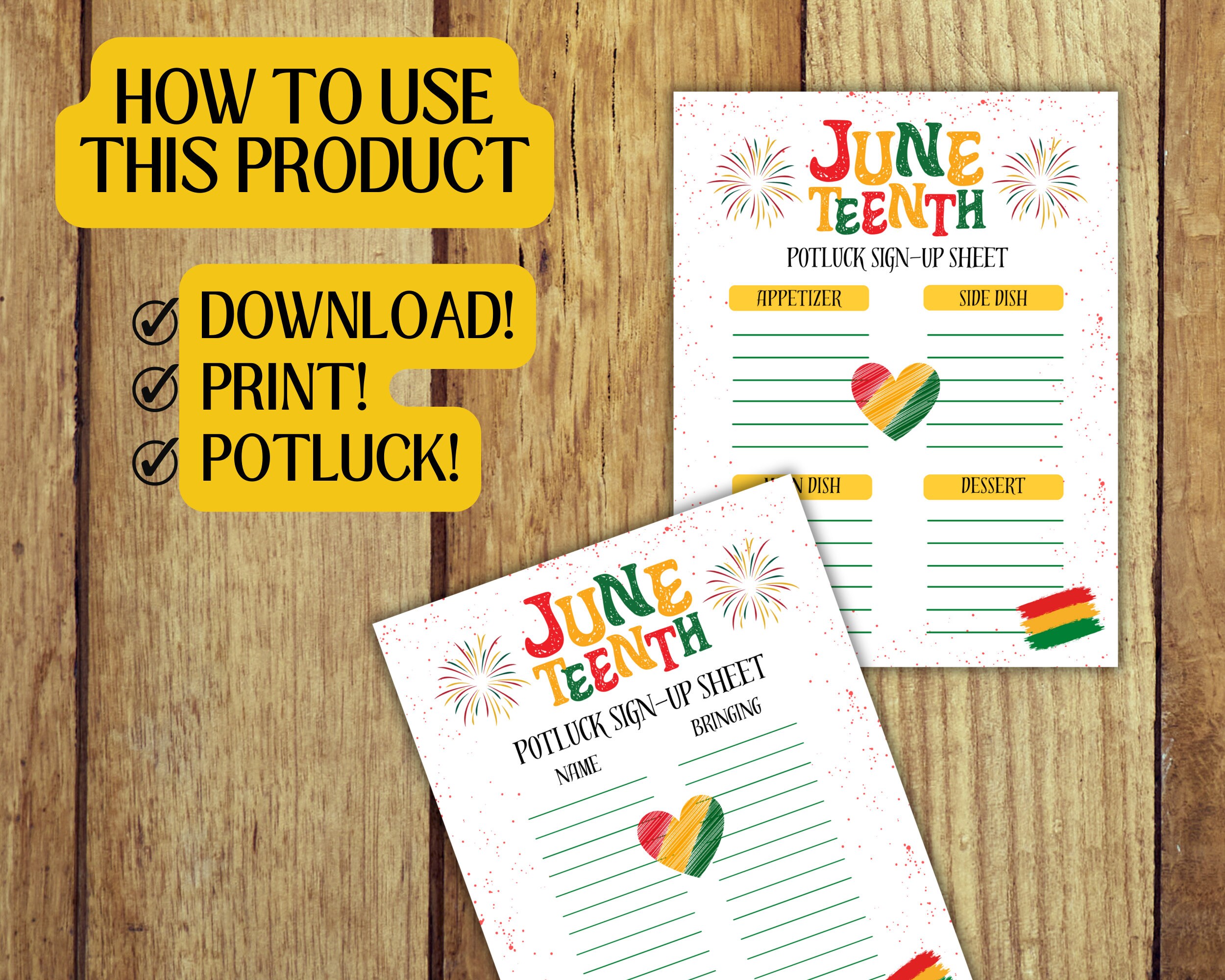 Juneteenth Potluck Sign up Sheet, Juneteenth Sign up Form, Juneteenth ...