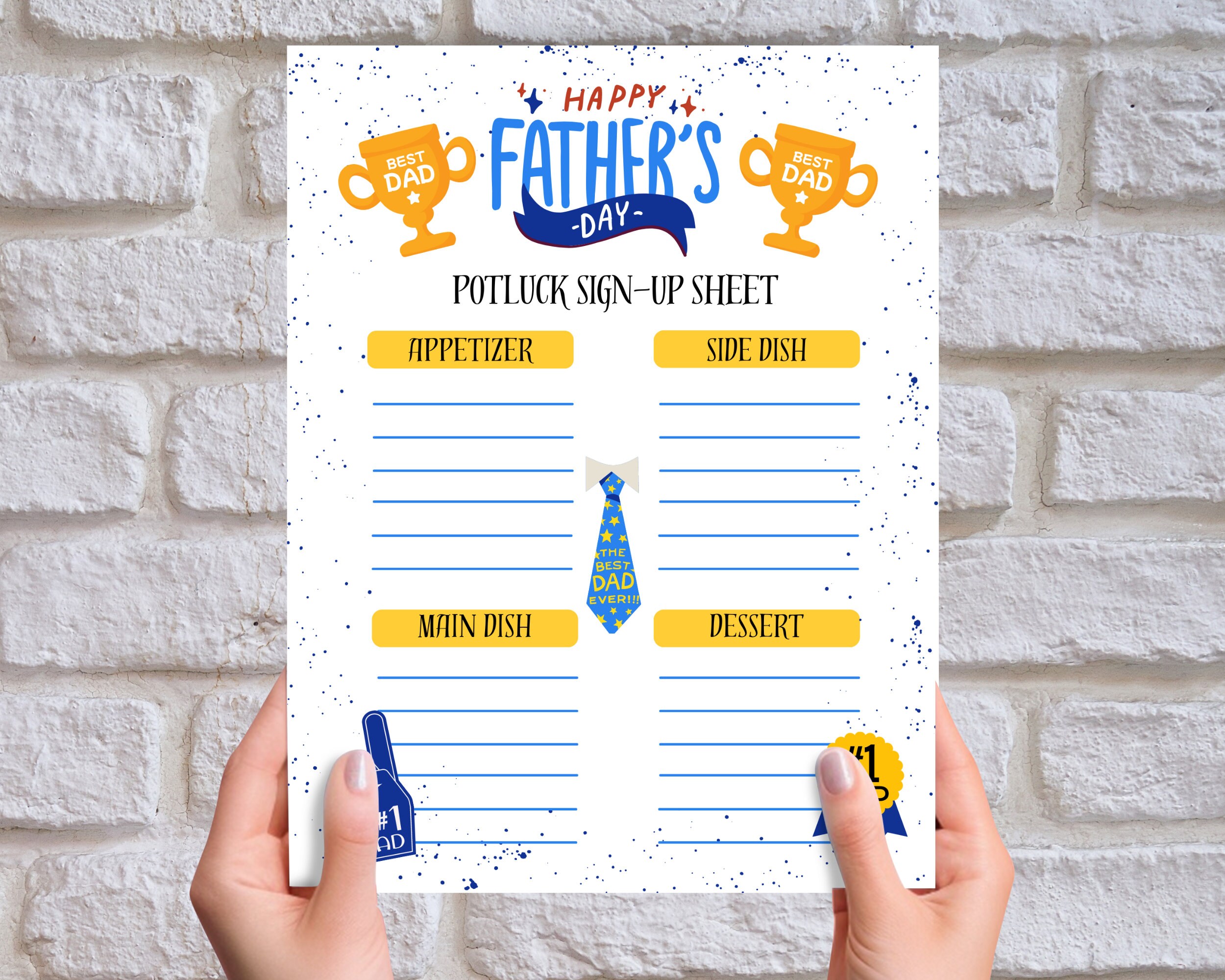 Fathers Day Potluck Sign up Sheet, Father's Day Sign up Form, Fathers ...