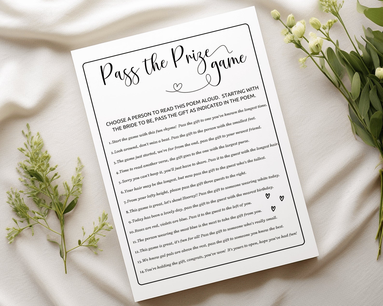 Pass the Prize Bridal Shower Game, Pass the Gift Poem, Pass the Parcel ...