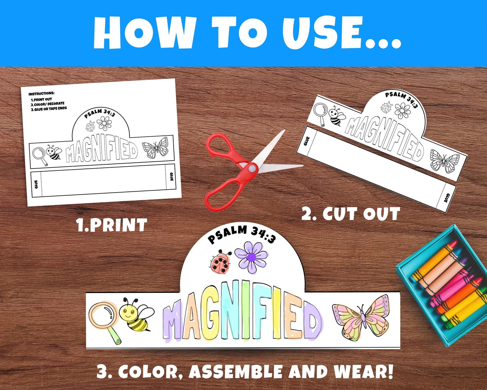 VBS Magnified Paper Crown Craft, Vacation Bible School Activity, Sunday ...