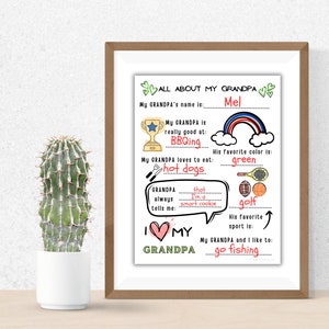 All About My Grandpa Printable, Kids Father's Day Printable, Printable ...