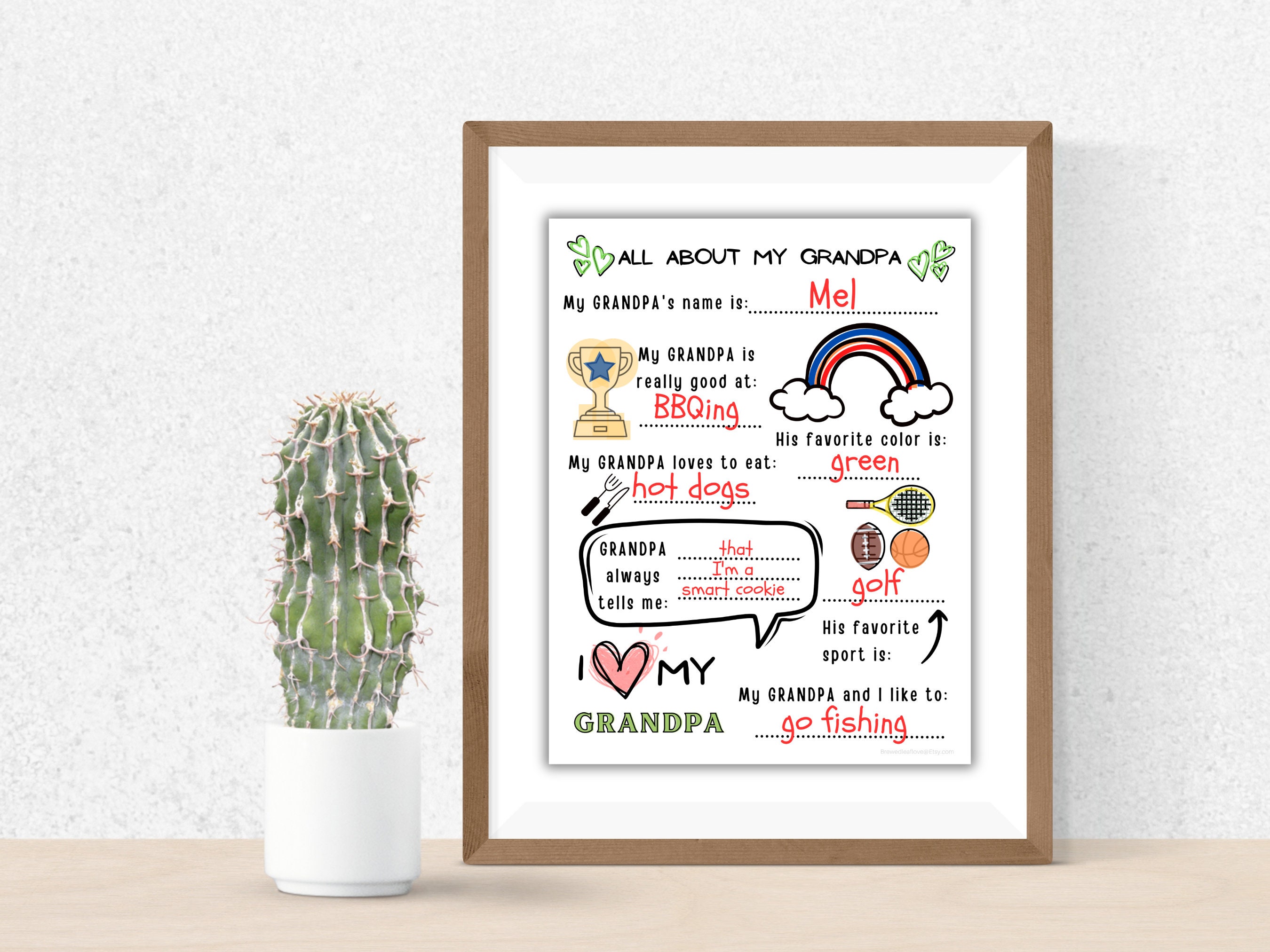 All About My Grandpa Printable, Kids Father's Day Printable, Printable ...
