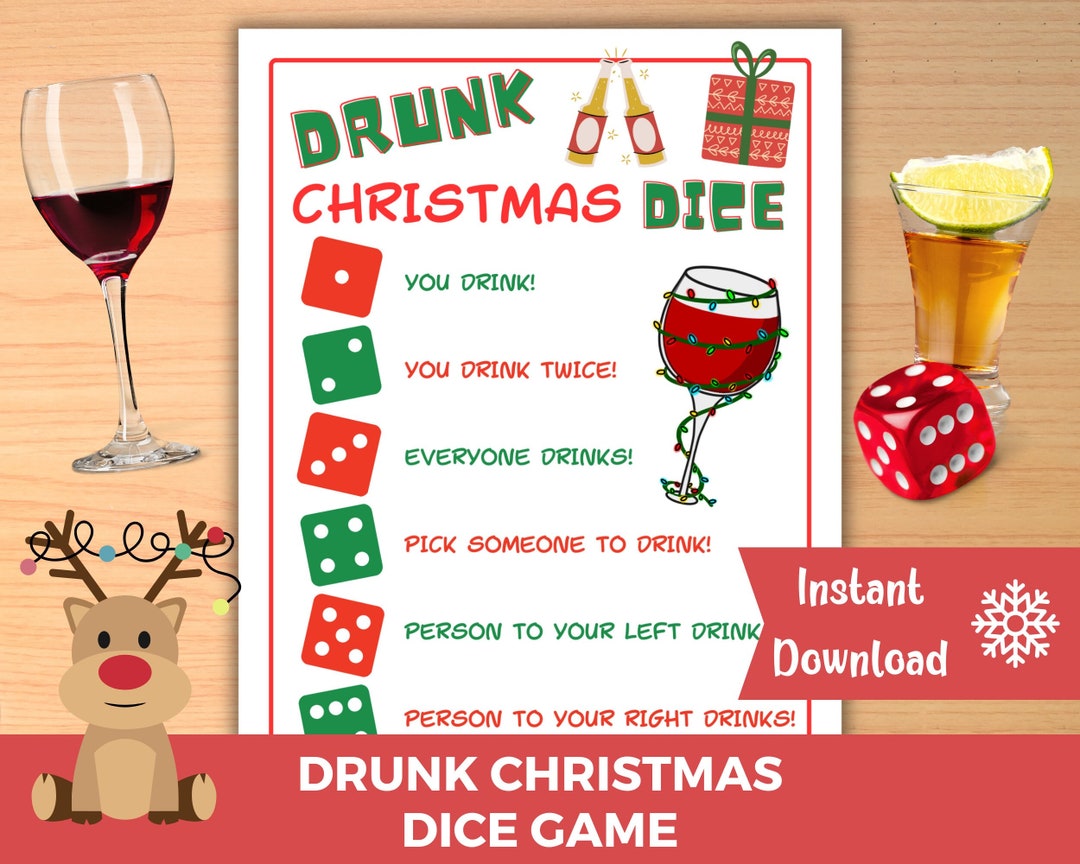 Christmas Drunk Dice Game, Holiday Drinking Game, Adult Drinking Dice Game, Adult Christmas ...