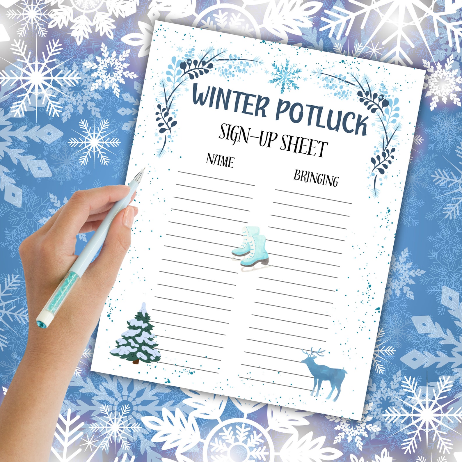 Winter Potluck Sign up Sheet, Winter Sign up Form, Potluck Sign up Form ...