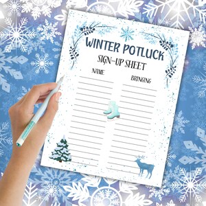 Winter Potluck Sign up Sheet, Winter Sign up Form, Potluck Sign up Form ...