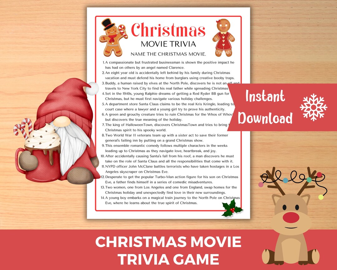 Christmas Movie Trivia Game, Holiday Trivia, Christmas Trivia Game ...