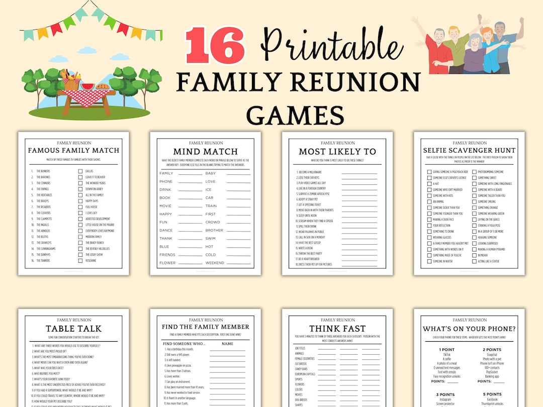 Family Reunion Games Bundle, Family Gathering Fun, Family Reunion ...