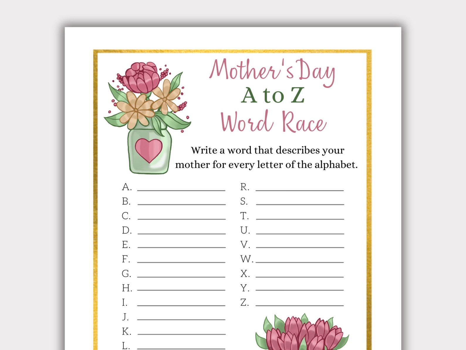 Mothers Day Games, Mother's Day Activity, Group Games, Family Games ...