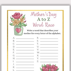 Mothers Day Games, Mother's Day Activity, Group Games, Family Games ...